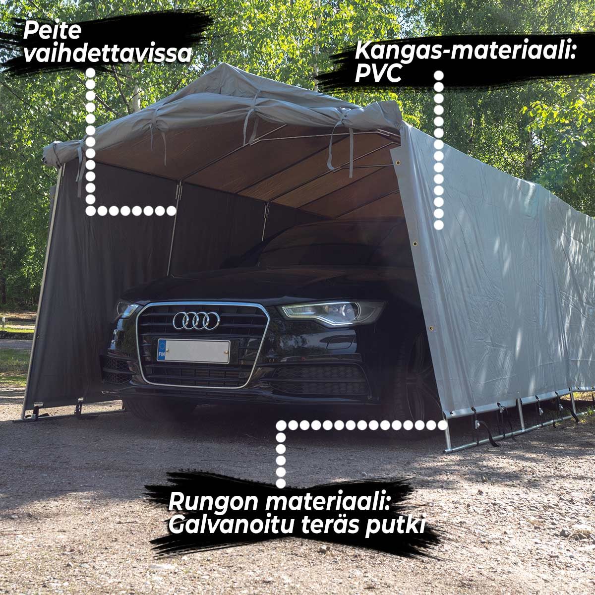 Fornorth Pressutalli 2,7x5,1m, vaaleanharmaa - hobbybox.fi